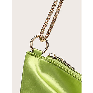 Verdusa Women's Satin Evening Handbag Shoulder Bag Purse Light Green one-size