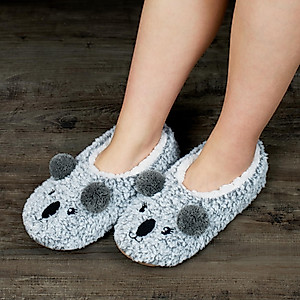 cosyone1997 Cute Slippers for Women Adults Kids Girls Boys Teens, Fuzzy Bedroom Shoes Indoor, Soft Cozy Fluffy House Socks, Unique Funny Christmas Gifts for Mom Grandma Animal Lovers, Koala Size 7-8