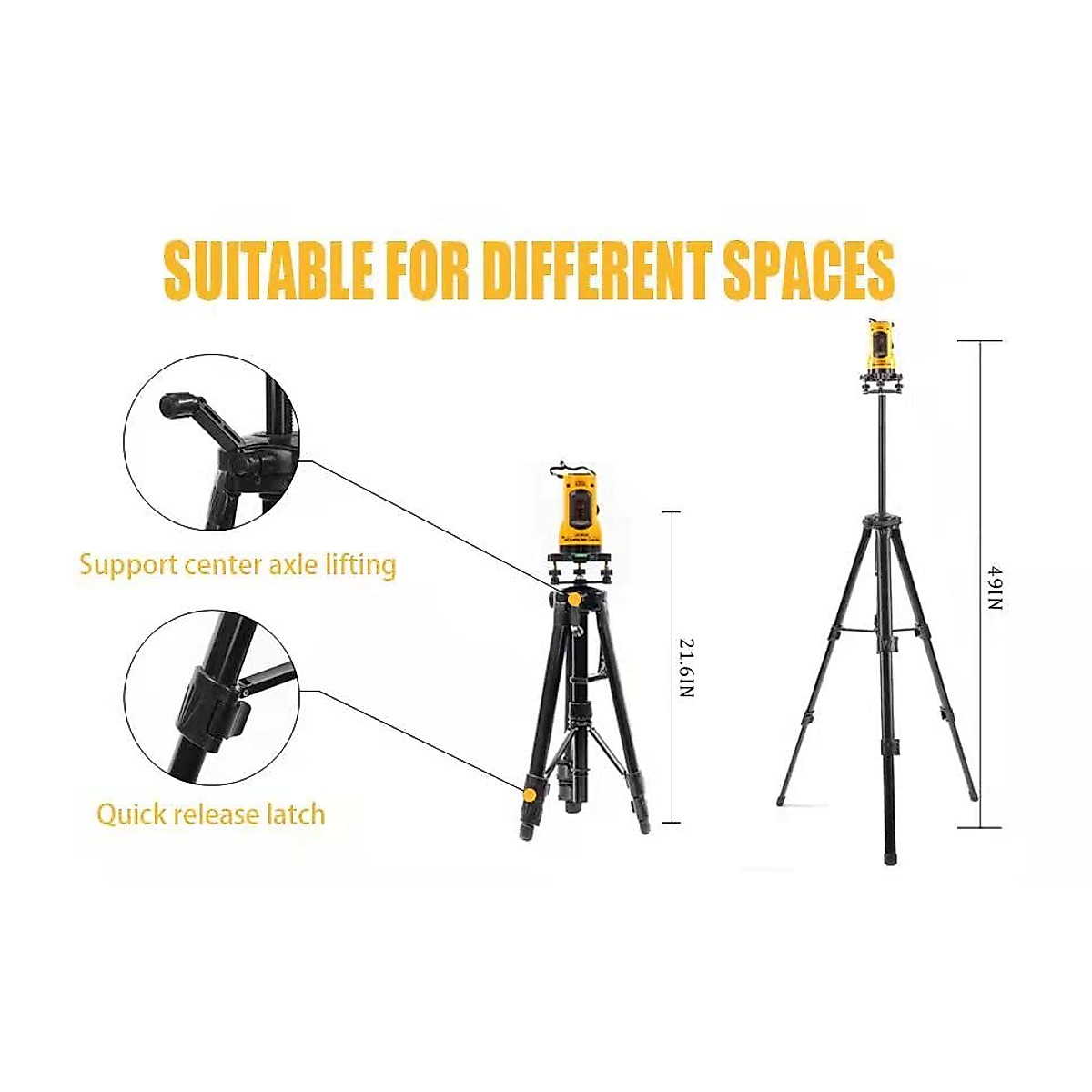 LAND Laser Level Kit Class Laser Ⅱ,Self-Leveling laser Cross Level,Horizontal and Vertical Points Rotatable 360 Degree Suitable for interior design（Lightweight Tripod,Battery Included ）