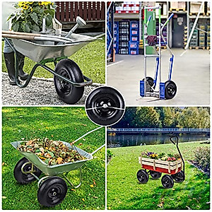 13 Inch Wheelbarrow Tire Wheel Replacement Air Filled Fits Tires Size of 4.00"x 6" (3.50/2.50-8") 5/8" Bearings for Wheel Barrel Yard Cart Garden