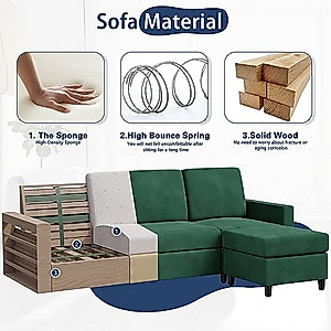 JAMFLY 79" Convertible Sectional Sofa Couch, L Shaped Couches for Living Room Clearance Set, Small Sectional Sofa with Chaise Modern Linen Fabric (Green)