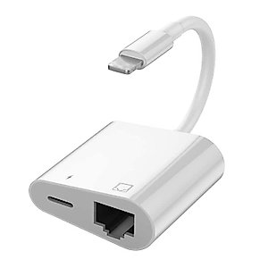 Lightning to Ethernet Adapter, [Apple MFi Certified] 2 in 1 RJ45 Ethernet LAN Network Adapter with Charge Port Compatible with Phone/Pad/Pod, Supports 100Mbps Ethernet Network