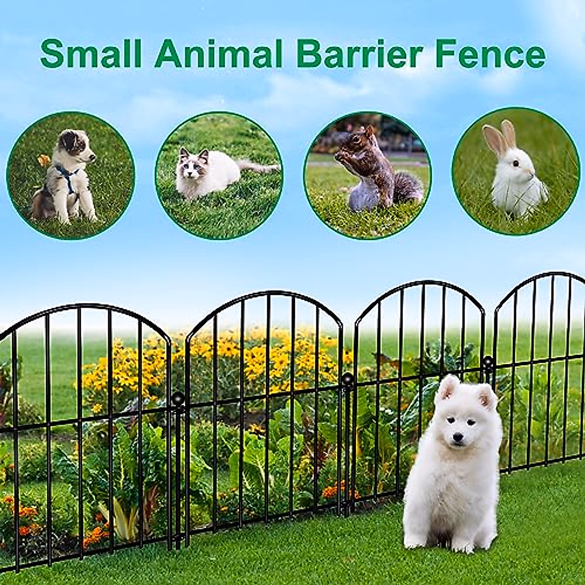 Xeeol Garden Fence 10 Panels, 10ft (L) x 17in (H) Rustproof Metal Wire Flower Bed Garden Fencing Border for Yard, No Dig Animal Barrier for Dog