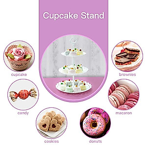 IMILLET Cupcake Stand, Cupcake Holder Dessert Stand White Cake Stand 3 Tiered Tray Stand Plastic Reusable Cupcake Tower for Wedding Birthday Baby Shower Tea Party Decorations (2 Pack Large)