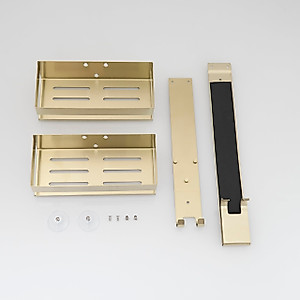 Beelee Over Door Shower Organizer：2 Tier Shower Caddy Hanging Brushed Gold Bathroom Organizer Shelf