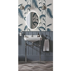 AMASHEN 24" Victoria Sink Without Pedestal, Rectangular Ceramic Bathroom Sink with Single Hole and Overflow, White (Sink Only)