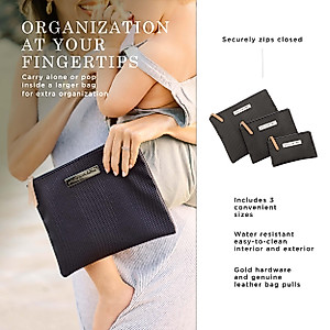 Petunia Pickle Bottom Organizer Trio, Zip-Close Pouches, 3 Sizes, For Diaper Bag, Stroller, Travel Bag, Carry Alone, Carbon Cable Stitch