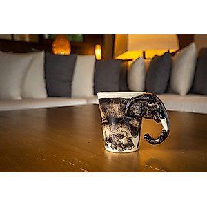 IYARA CRAFT 3D Elephant Coffee Mug 11oz - Handle is Sculpted Trunk, Cute Wildlife Design, Quality Ceramic, Microwave & Dishwasher Safe, Ideal for Tea & Hot Chocolate, 4.5" x 5"