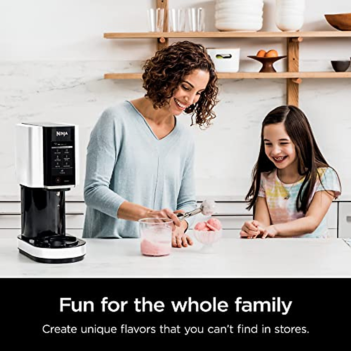 Ninja CREAMi Ice Cream Maker, 7 One-Touch Programs, with (2) Pint Containers & Lids, Compact Size, White
