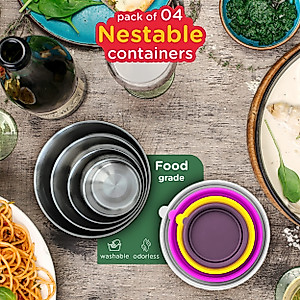 SIMPLY PEP Stainless Steel Container with lids Kids Lunch Containers - Set of 4 Stainless Steel Snack Containers Dip Containers For Lunches Metal Kids Lunch Box Container