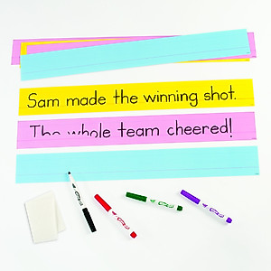 TREND enterprises, Inc. T-4002 24" Multicolor Wipe-Off Sentence Strips, 30 Per Pack