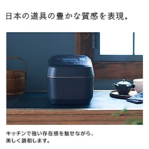 Hitachi RZ-W100FM K Rice Cooker, 5.5 Cups, Pressure & Steam IH, Fluffy Gozen, Jet Black, Made in Japan, Large Heat Power, Boiling Iron Pot, Steam Cut