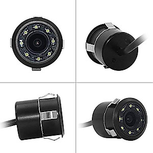 Mini Car Rear View Camera Night Vision Backup Camera with Waterproof IP67 Color CMOS 8 LED Lights Flush Mount 170 Viewing Angle