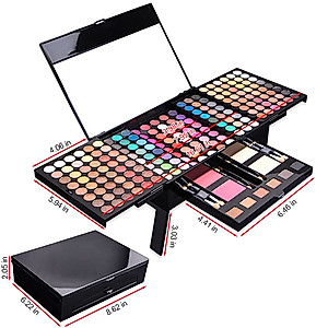All in One Makeup Kit for Women Full Kit, 194 Colors Professional Makeup Gift Set with Facial Blusher, Eyebrow Powder, Concealer Powder, A Mirror, 6 Applicators