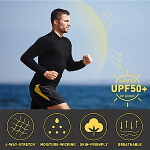 Men's Long Sleeve Shirts Lightweight UPF 50+ Sun Protection SPF T-Shirts Hiking Fishing Running(Grey L)