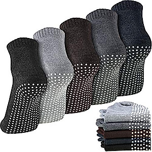 Geyoga 5 Pairs Unisex Non Slip Socks Anti Skid Slipper Barre Socks for Yoga Pilates Barre Home Workout (Mixed Color)