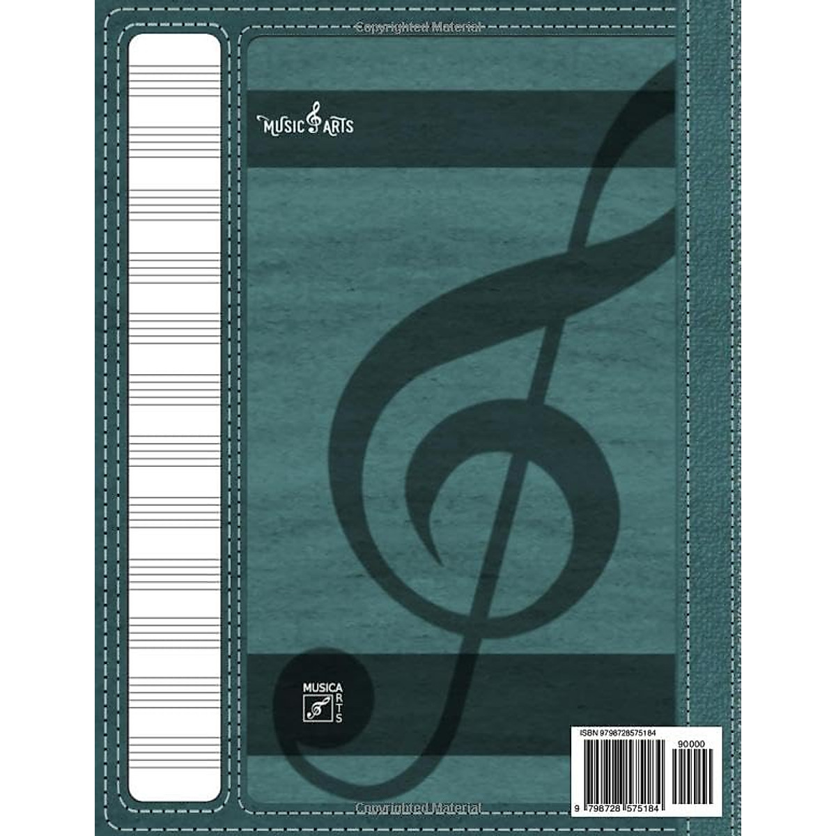 Manuscript Paper | Blank sheet Music Notebook | 120 Pages 12 Staves per Page | Full 8,5'' wide x 11'' high | Elegant vintage looking cover & paper: Turquoise Soft Cover