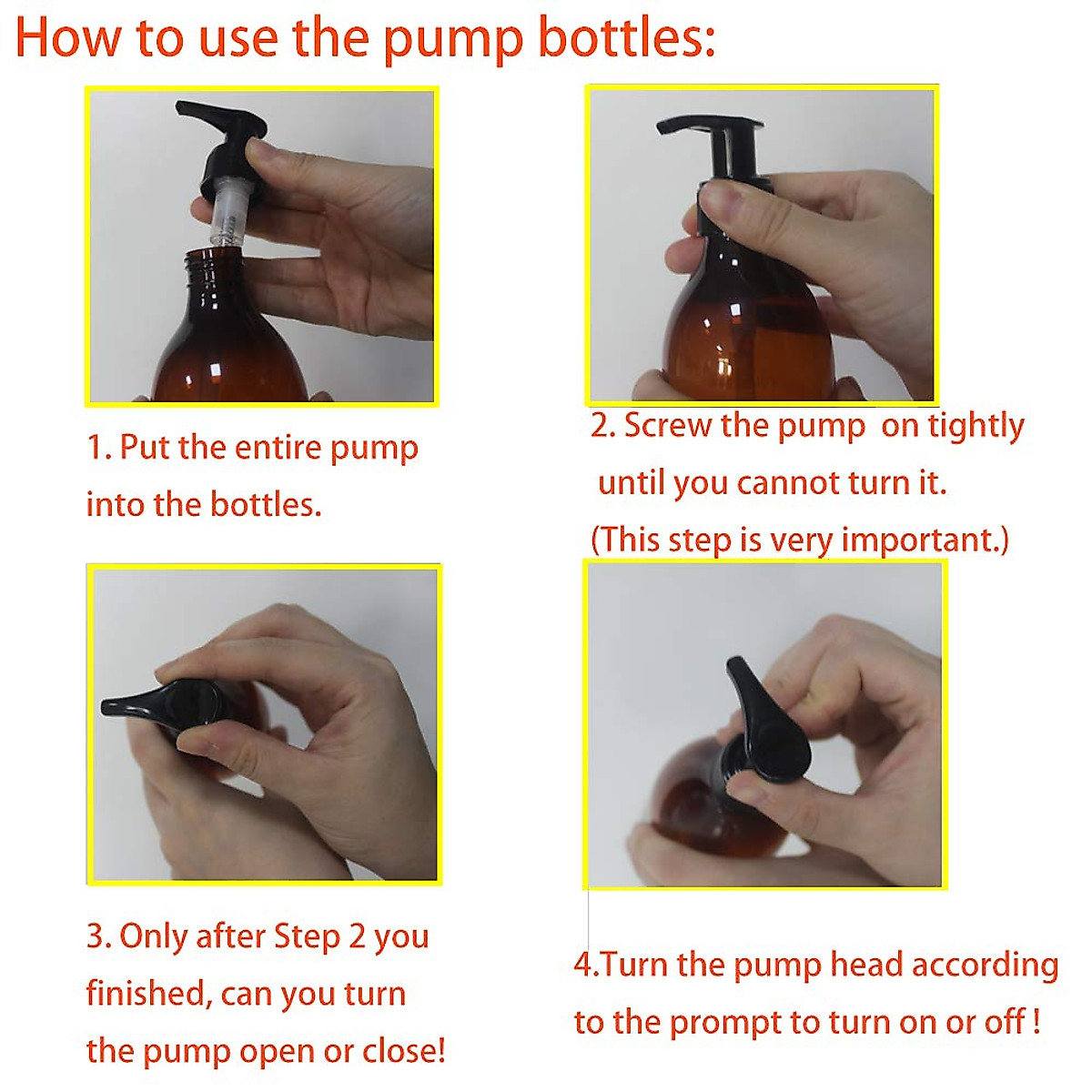 zmybcpack 8 Pack 8OZ Empty Plastic Pump Lotion Bottles with 1 Pen, Labels & Silicone Funnel, Amber Color Lotion Dispenser with Locking Lotion Pump for Body Wash, Shampoo, Massage Lotion, Gel