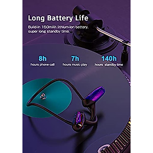 Open Ear Wireless Bone Conduction Headphones, Bluetooth 5.0 Wireless Earphones, High Sound Quality, Waterproof Sports Open-Ear Headsets for Running Hiking Driving Bicycling (Blue)