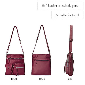 Angel Kiss, Soft Leather Crossbody Purse and Handbags Wallet Cute Small Crossover Bags with Pockets for Girl or Women Red, Medium