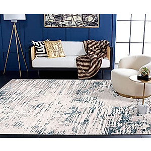 SAFAVIEH Vogue Collection 5'3" x 7'6" Cream / Teal VGE145A Modern Abstract Area Rug