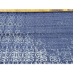 Unique Loom Del Mar Collection Area Rug - Jennifer (10' 6" x 16' 5" Rectangle, Blue/ Navy Blue)