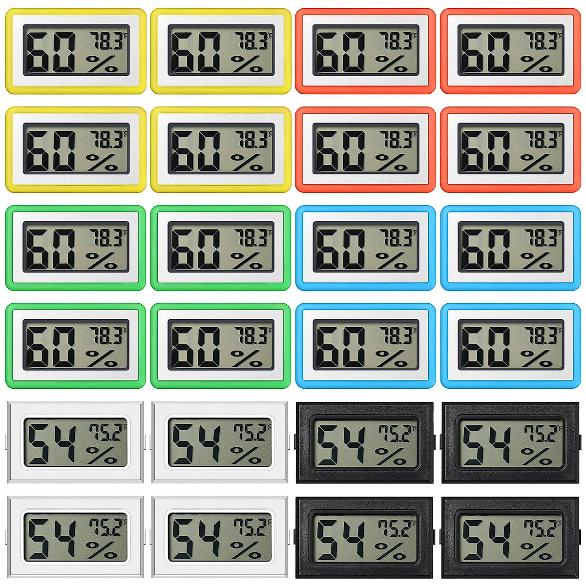 24 Pcs Temperature Humidity Meters Electronic Gauge Indoor Thermometer Hygrometer Small Humidity Meter Monitor Digital Hygrometer Mini LCD Display Fahrenheit for Garden, Fridge, Cellar, Closet