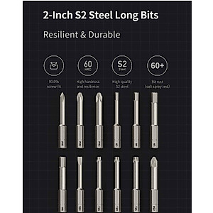 HOTO Electric Screwdriver, 3.6V Cordless Screwdriver Set, All-in-One Design, USB-C Charging Cable, Manual & Electric, LED Shadowless Light, 3 Torque, 5N.m 1500mAh, 12 Pcs Bit for Electrical Repairs