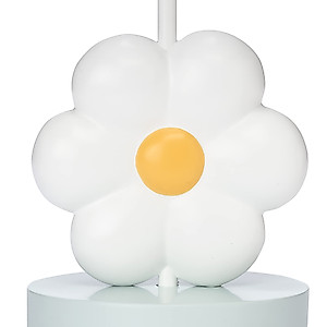 Lambs & Ivy Sweet Daisy White Floral Nursery/Child Lamp with Shade & Bulb