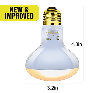 REPTI ZOO 2 Pack 100W Reptile Neodymium Daylight Basking Spot Lamp UVA Bulb Reptile Heat Lamp for Amphibian Lizard Tortoise Bearded Dragon Hedgehogs