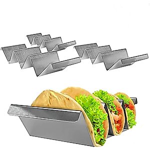 Taco Holder Stand - Set of 3 - Grill Safe Oven Trays 304 Stainless Steel Taco Racks with Handles - Fill & Serve Tacos With Ease - Taco Plate