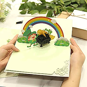 CUTE POPUP - Funny St Patricks Day Pop Up Cards, Green Shamrock 3D Card, New Grand Opening Card, Birthday Card, Surprising Present for Kids, Good Luck, Get Well for Family and Irish Friends