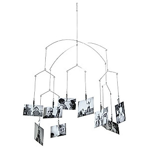 Kikkerland Hanging Display Photo Hanger Picture Collage Clip Mobile, Wall Bedroom Decor, Chrome Plated Steel