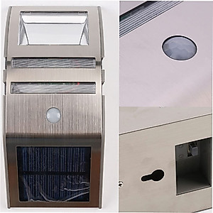 Kopokd Solar Lamp PIR Human Body Induction High Sensitivity White Light 40LM Stainless Steel Solar Light