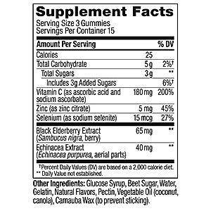 Olly Gummy Active Immunity+Elderberry, 45 Gummies (1 Pack), Berry Flavor