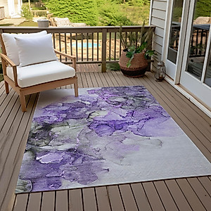 Addison Rugs Chantille ACN520 Purple 2'6" x 3'10 Indoor Outdoor Area Rug, Stain Resistant, Machine Washable, Non Shedding, Bedroom, Living Room, Dining Room, Kitchen Rug