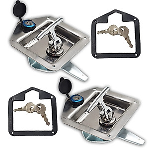 2 Trailer Door Latch T-Handle Lock Stainless Steel Keys for Camper RV Truck Tool