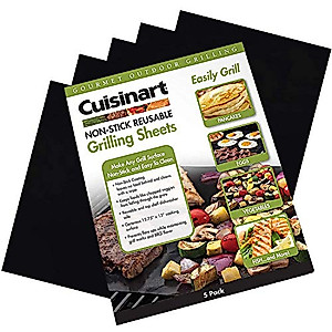 Cuisinart CNGS-5555 Non-Stick Reusable Grilling Sheets, 5-Pack, Black
