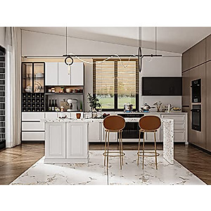 FAMAPY Kitchen Hutch Storage Cabinet with Wine Storage & Glass Doors and Lights, Storage Cabinet Bar Cabinet with Adjustable Shelves, White and Dark Grey (63”W x 15.7”D x 82.6”H)