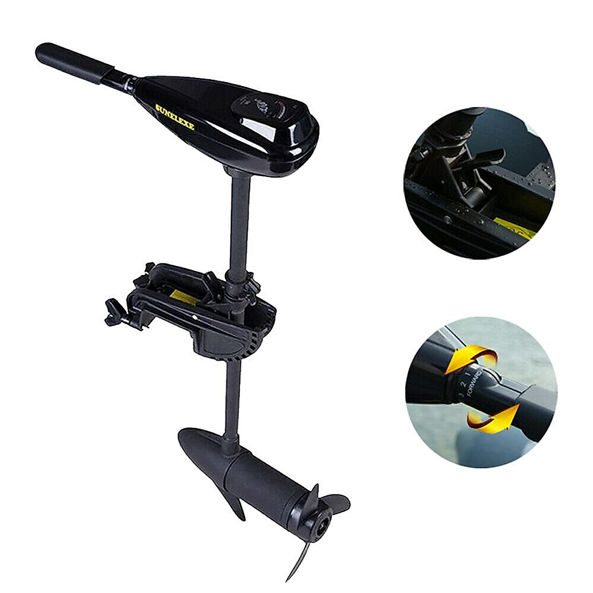 Electric Trolling Motor w/Brackets, Bow Mount Trolling Motor Battery Clamp, 6 Speed