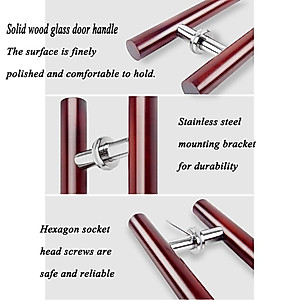 BAZAC Solid Wood Commercial Sauna Glass Door Push-Pull Handle/Home Sliding Wooden Barn Door Handle - Wine Red, 3 Lengths-600×400mm