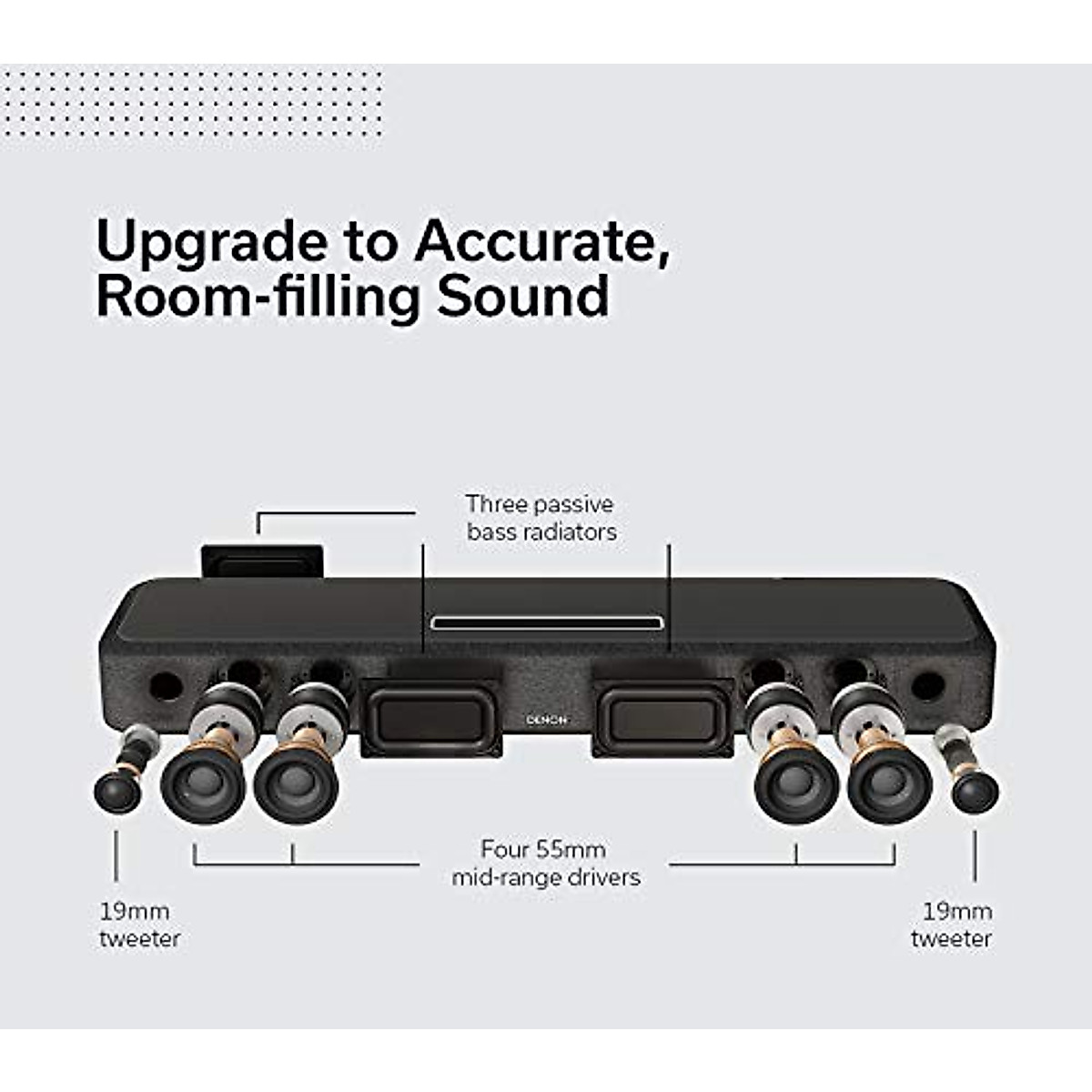 Denon Home Sound Bar 550 - Compact 3D Surround Sound, Dolby Atmos & DTS:X, Built-in HEOS, Amazon Alexa, Seamless Integration with Denon Home 150, 250, 350 Wireless Speakers for Multi-Room Audio, Black