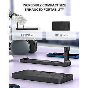 Headphone Stand Headset Holder with Wireless Charger, 4 in 1 Fast Wireless Charging Station for Apple Watch,Air Pods Pro/2, iPhone13/12/11/X, Earphone Hanger with 2 USB-C Ports for Desktop Gamer Room