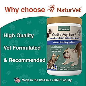 NaturVet – Outta My Box – 500 Soft Chews – Deters Dogs from Eating Cat Stools – Reduces Cat Stool Odors – For Dogs & Cats – 50 Day Supply