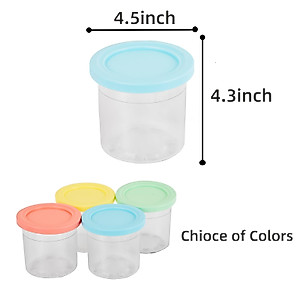TFUTLT Containers Replacement for Ninja Creami Pints and Lids - 4 Pack with Leak Proof Lids,Ice Cream Containers Compatible with NC301 NC300 NC299Series Ice Cream Maker,Tubs Dishwasher Safe 16oz Cups
