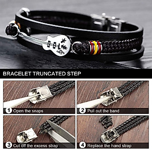 Mishow Mens Womens Leather Bracelet Guitar Handmade Braided Multi-Layer Wrap Bracelet, 8.26 inches