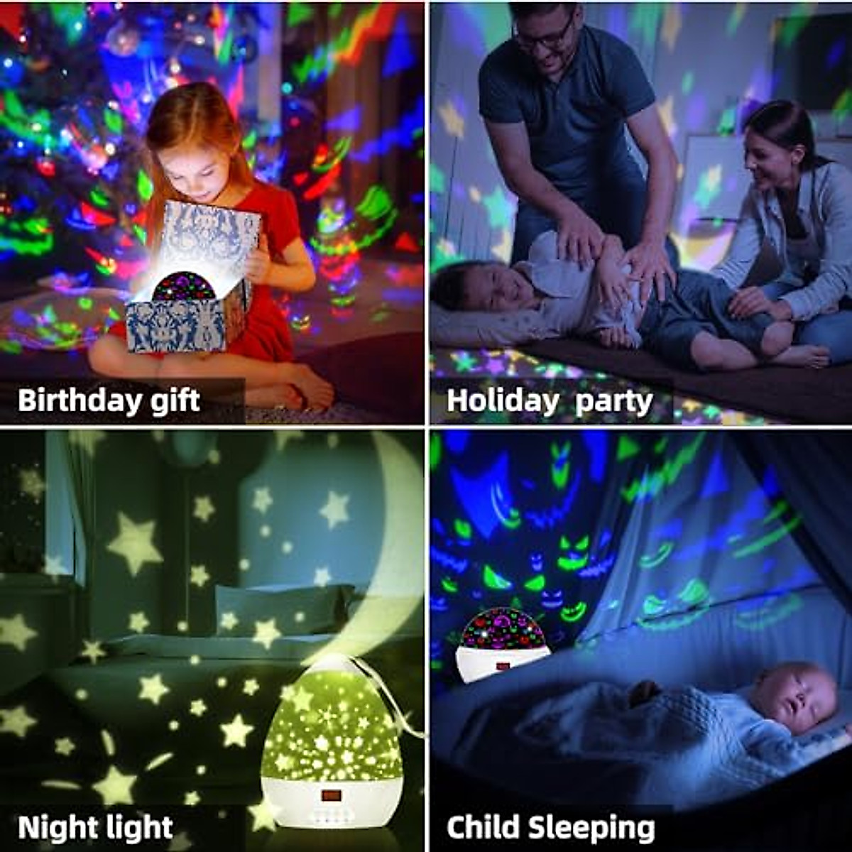 Star Projector Night Light for Kids, Baby Starry Night Lights with Timer, Halloween Devil Lamp for Festivel Holiday Birthday Gifts for 3 to 12 Year Old Toddle Boys Girls(White)