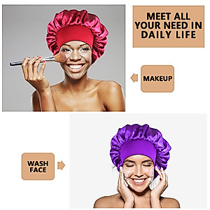 6PCS Satin Bonnets for Black Women, Large Braids Bonnet Wide Band Hair Bonnets, A