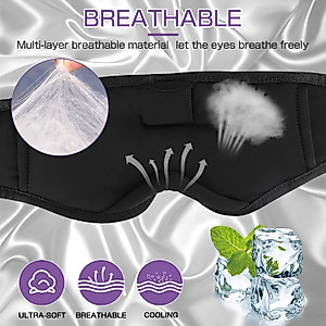 LC-dolida Sleep Headphones, Sleep Mask Bluetooth Wireless Music Eye Mask, Sleeping Headphones for Side Sleepers Sleep Mask with Bluetooth Headphones Ultra-Thin Stereo Speakers Perfect for Sleeping