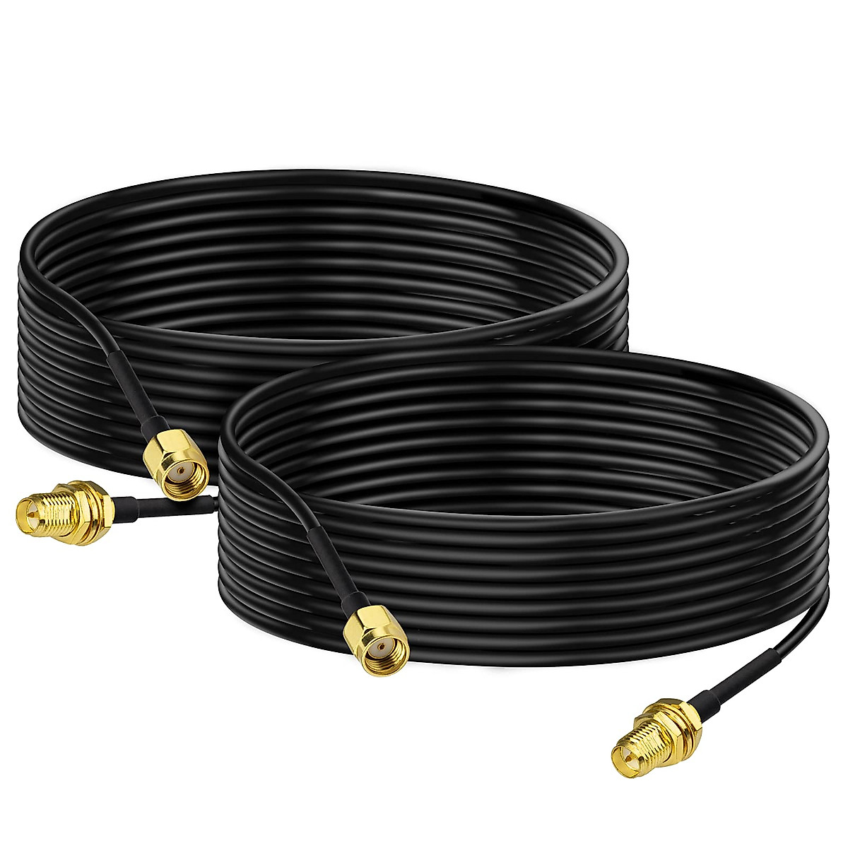 BINGFU WiFi Antenna Extension Cable 2-Pack RP-SMA Male to RP-SMA Female Bulkhead Mount RG174 Cable 3m 10 feet for WiFi Router Security IP Camera Wireless Network Card Adapter